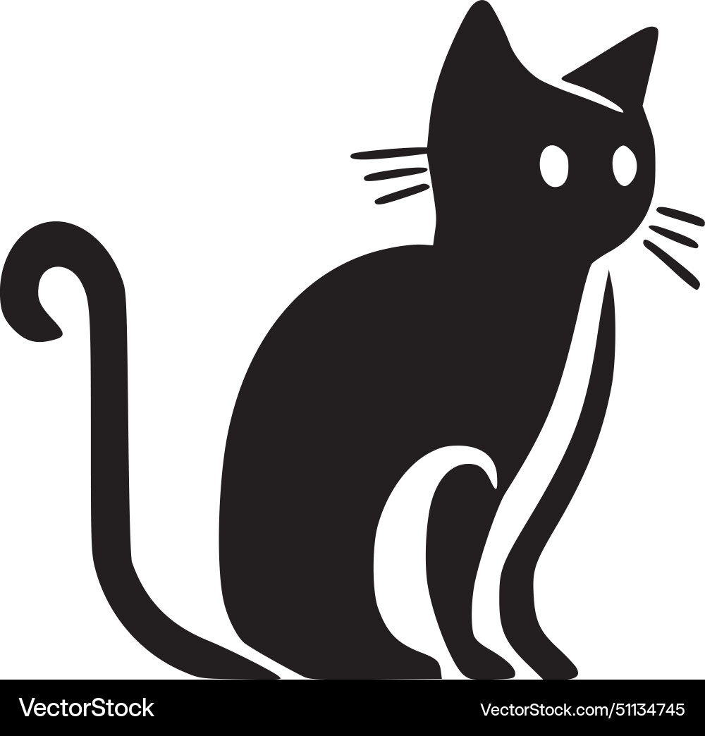 Cat - black and white Royalty Free Vector Image