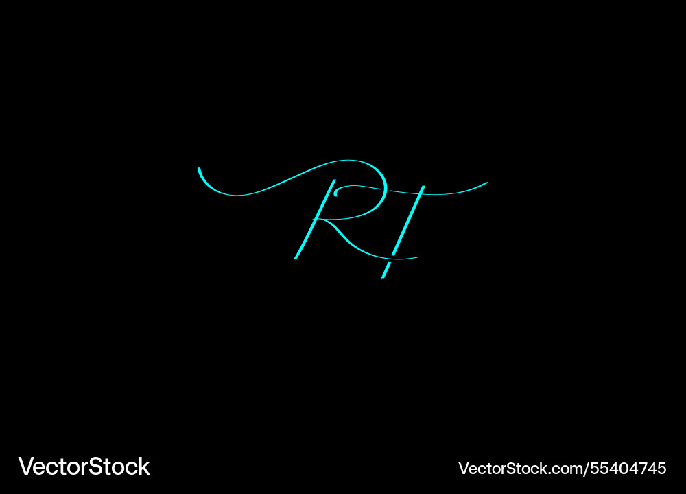 Elegant calligraphy of cursive rt logo Royalty Free Vector