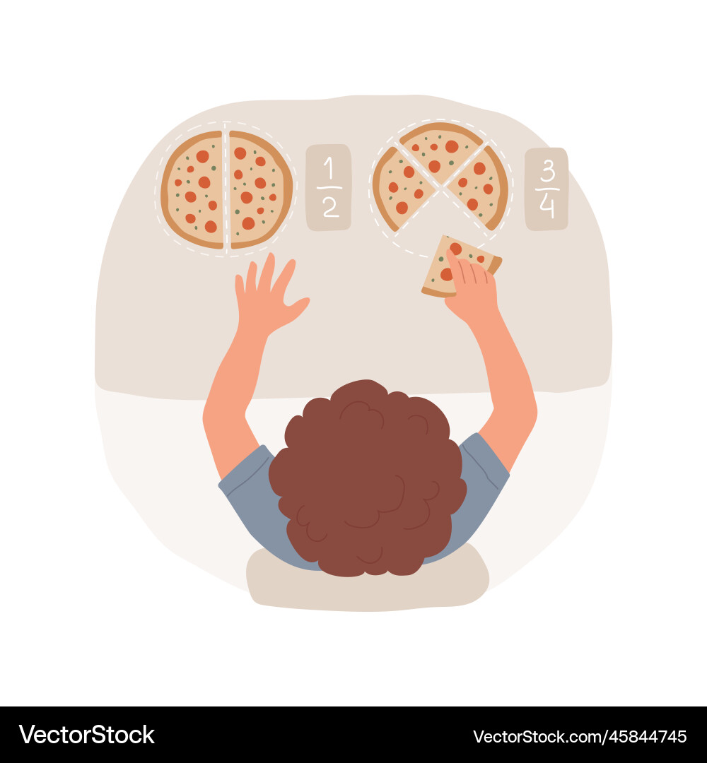 Equivalent fractions isolated cartoon Royalty Free Vector