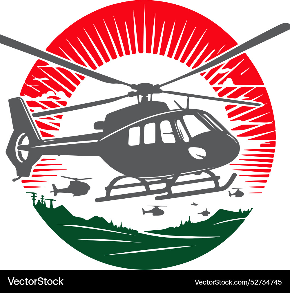 Flying helicopter design style Royalty Free Vector Image