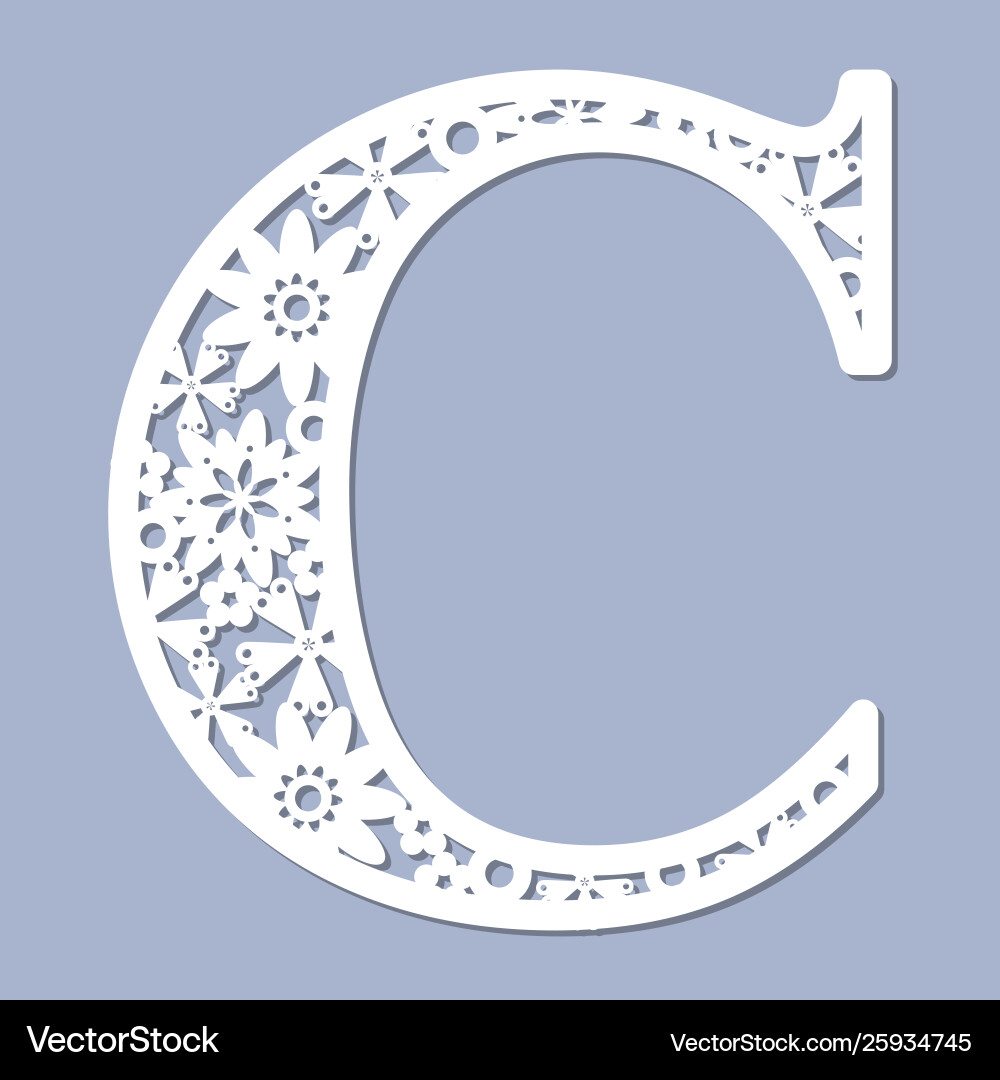 Laser cutting pattern letter c Royalty Free Vector Image