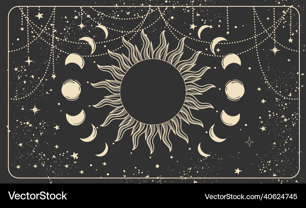 Mystical banner with a lunar eclipse on black Vector Image