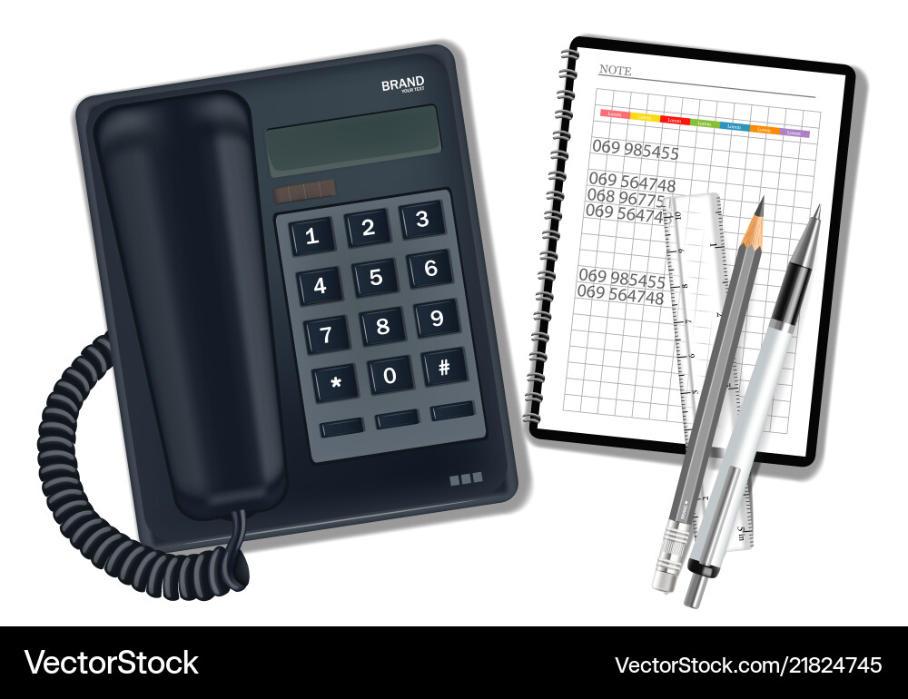 Phone and notes realistic office desk mock Vector Image