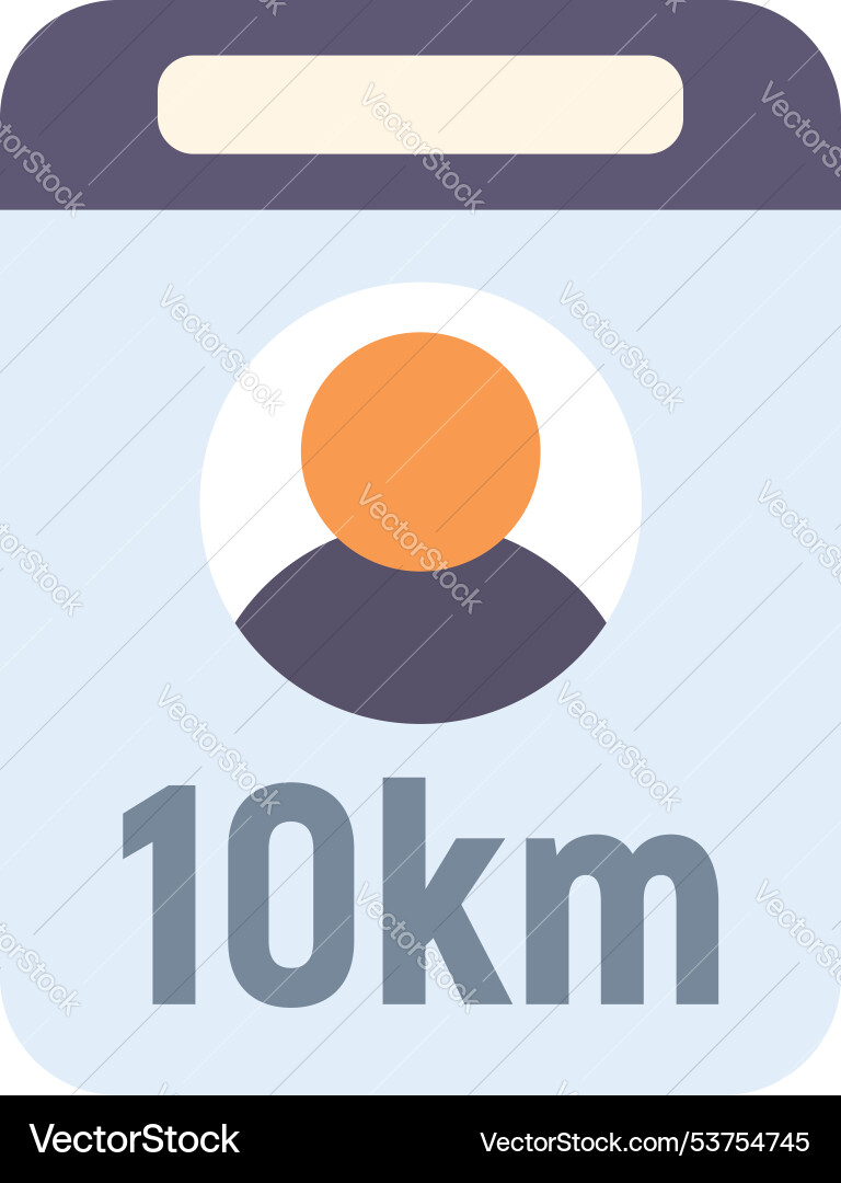 Running race bib number with 10km distance Vector Image