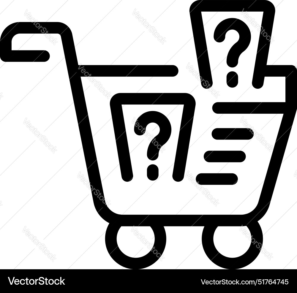 Shopping cart icon with question marks Royalty Free Vector
