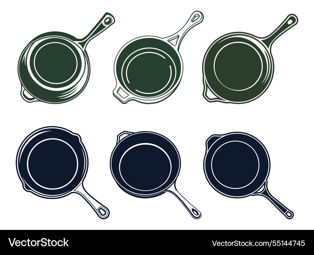 Vintage style cast iron skillet Royalty Free Vector Image