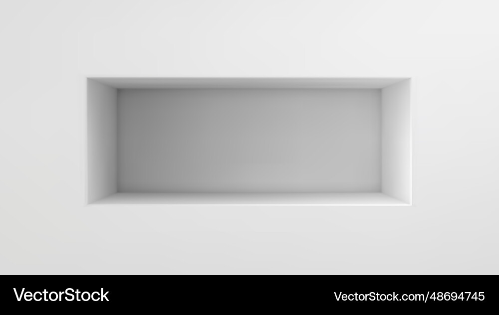 White wall with box shelf empty niche Royalty Free Vector