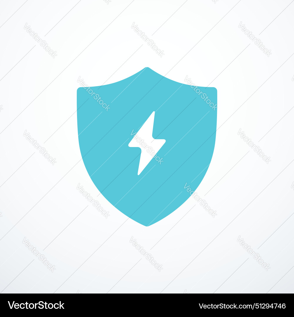 Blue shield with lightning bolt icon Royalty Free Vector