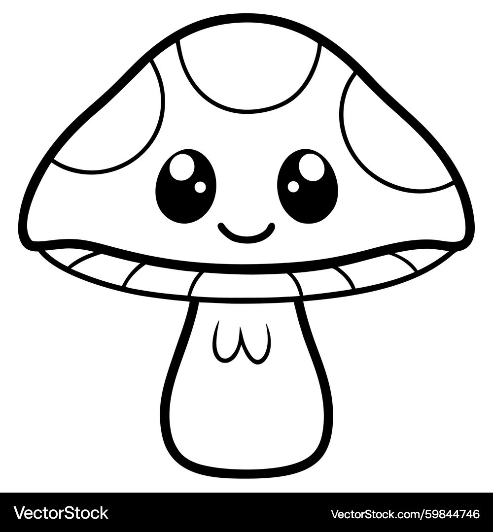 Cute Mushroom Outline Drawing Royalty Free Vector Image