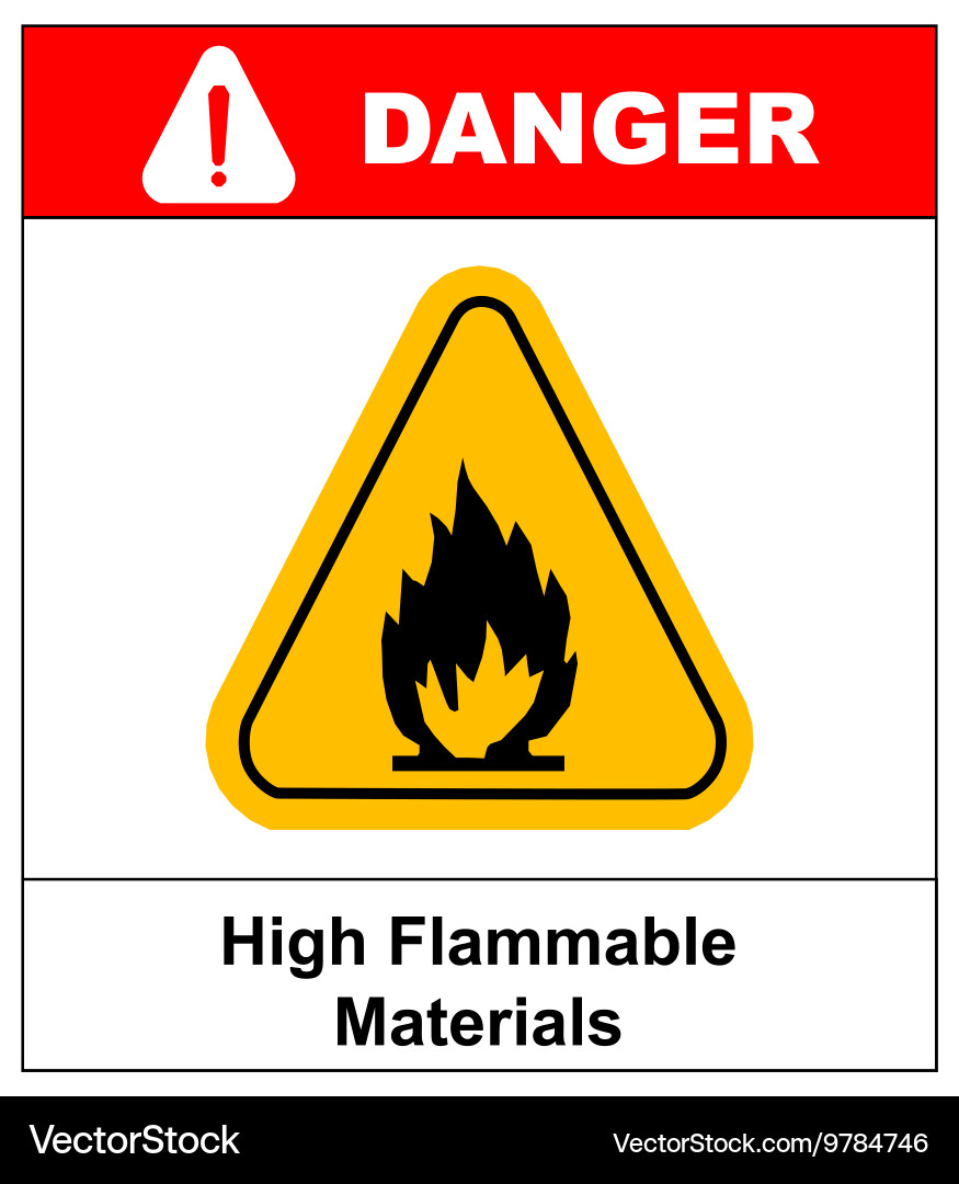 Flammable Warning Sign - Yellow Triangle Vector Image