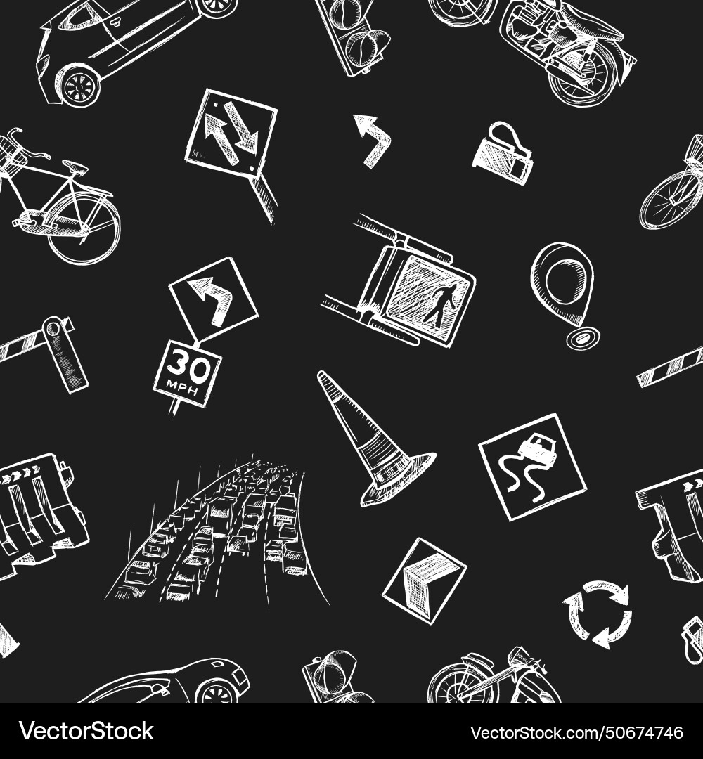 Hand drawn traffic vehicles doodle sign Royalty Free Vector