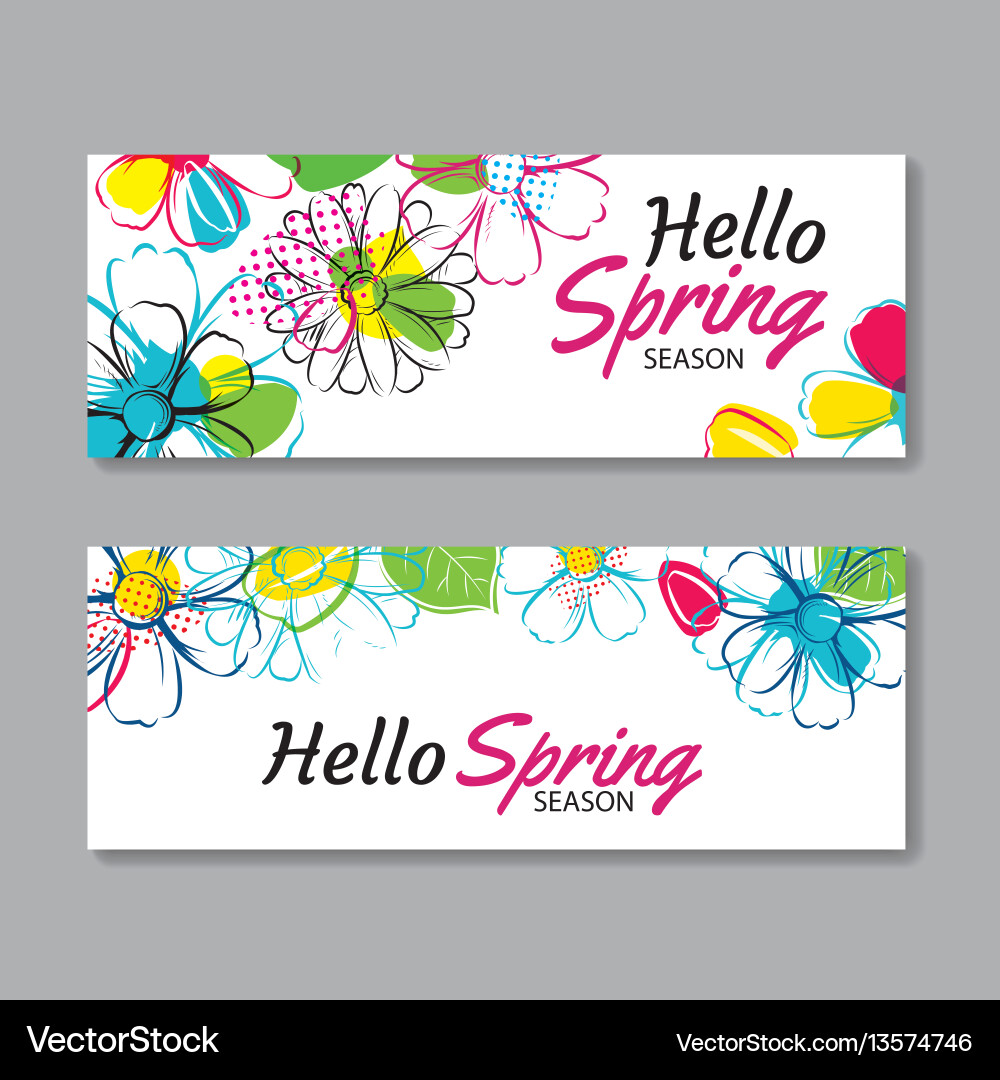 Hello spring season banner template background Vector Image