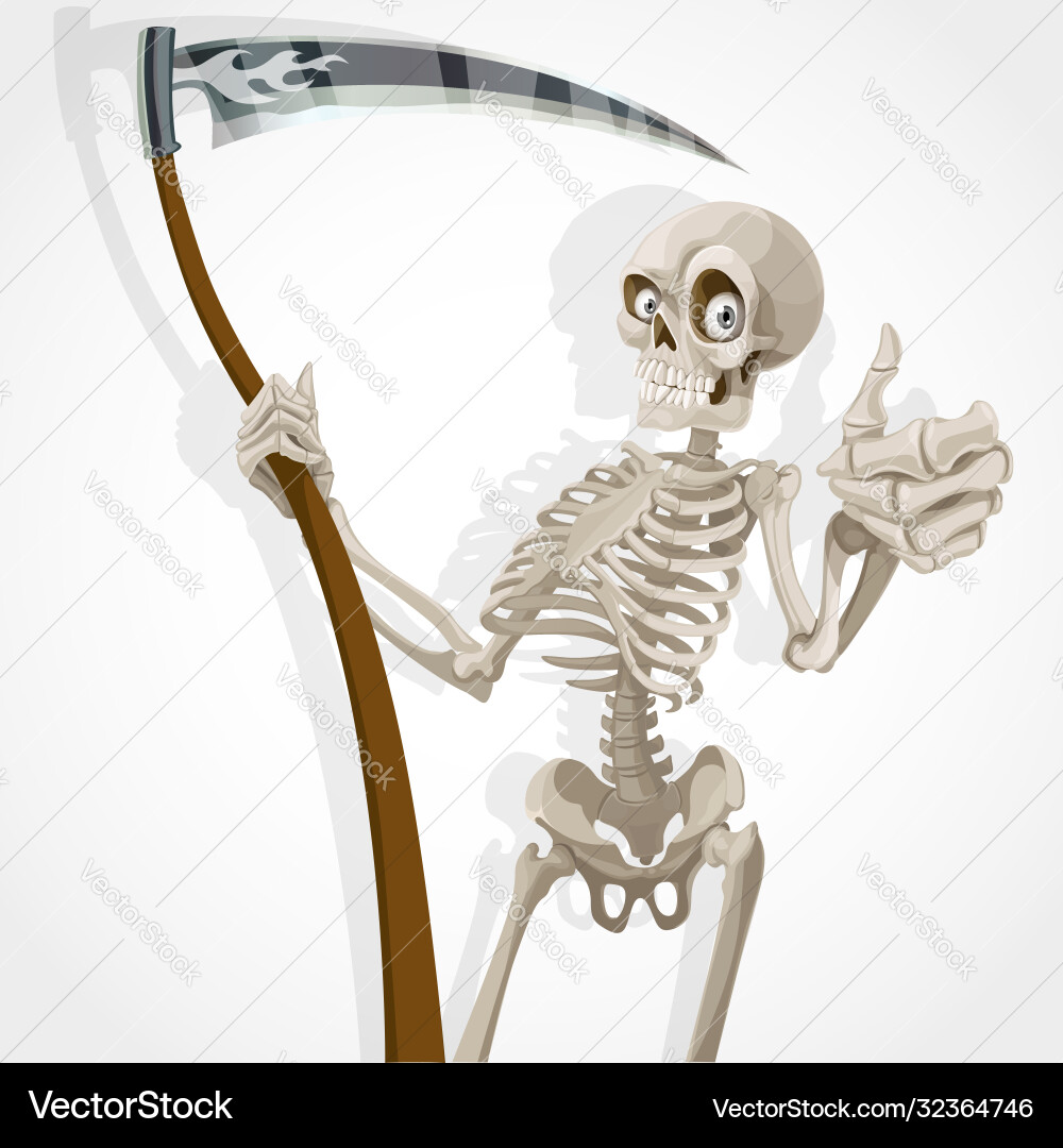 Skeleton Reaper Holding Scythe Royalty Free Vector Image