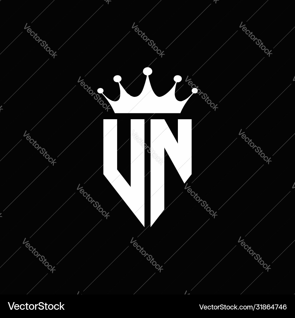 Vn logo monogram emblem style with crown shape Vector Image