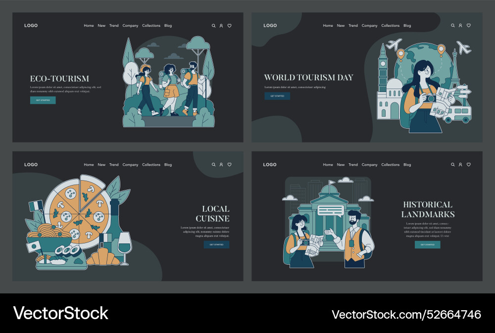 World tourism day flat Royalty Free Vector Image