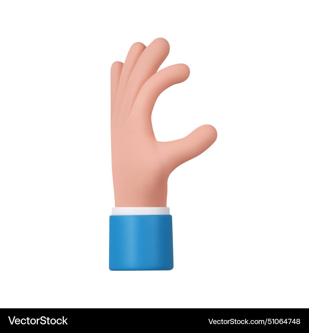 3d cartoon character hand Royalty Free Vector Image