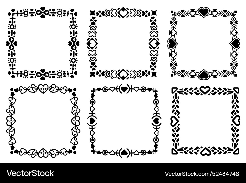 Abstract square frame with hearts Royalty Free Vector Image