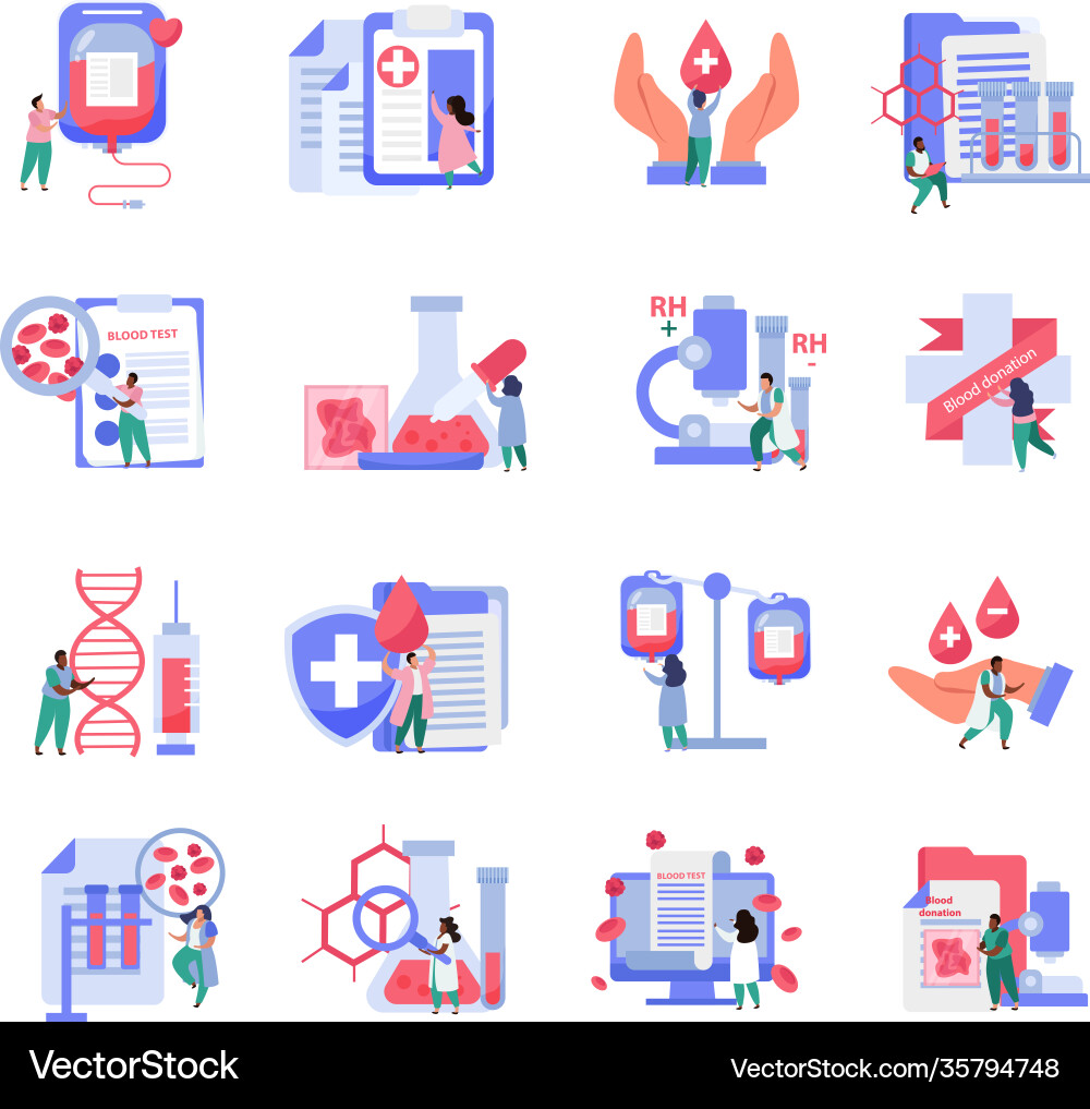 Blood donation icons set Royalty Free Vector Image