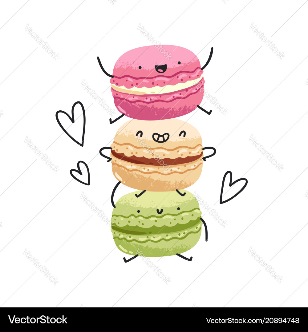 Crazy yummy macarons Royalty Free Vector Image