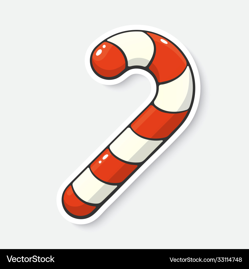 Cute Candy Cane Sticker Royalty Free Vector Image