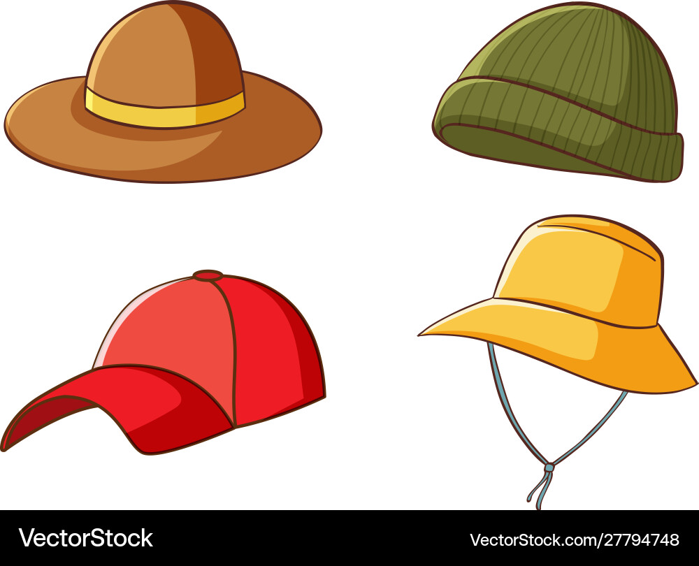 Isolated set hats on white background Royalty Free Vector