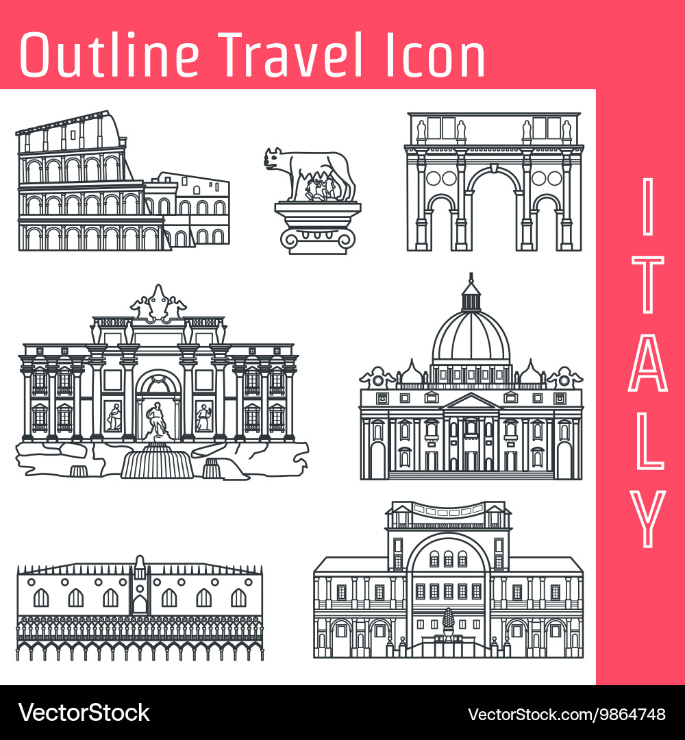 Rome landmark outline 1 Royalty Free Vector Image