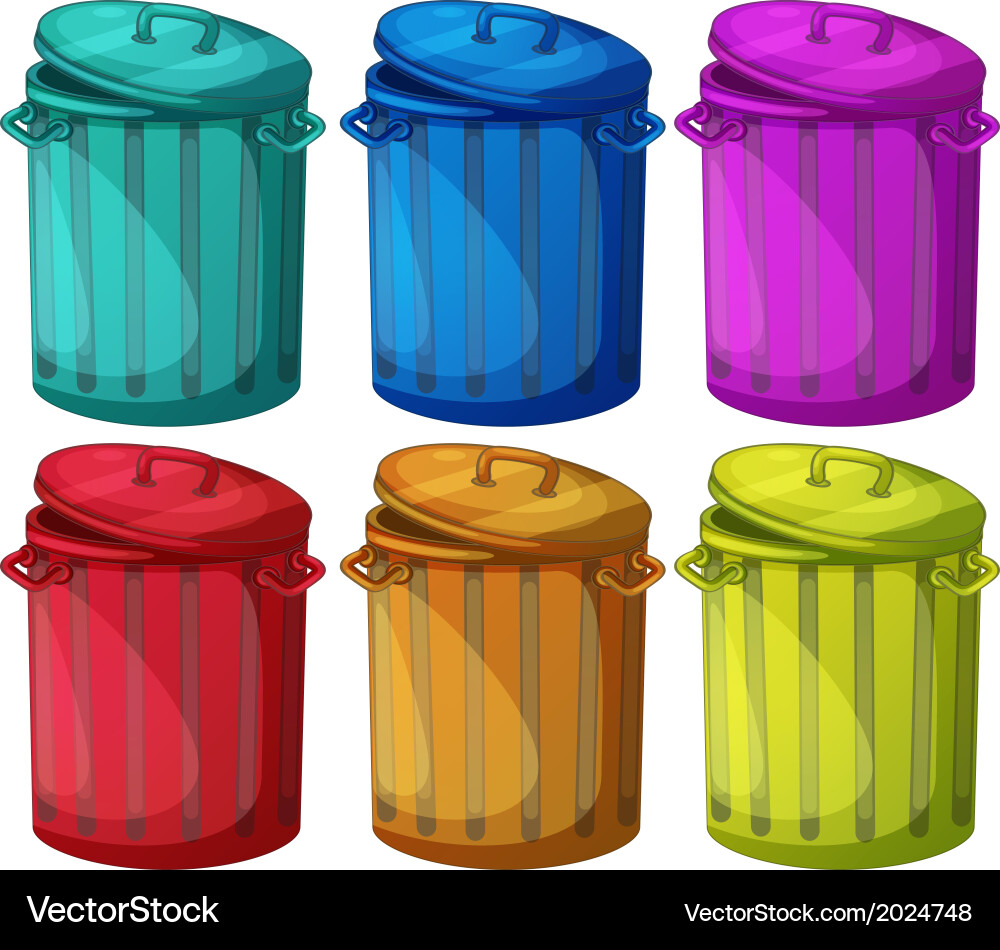 Six colorful bins Royalty Free Vector Image - VectorStock