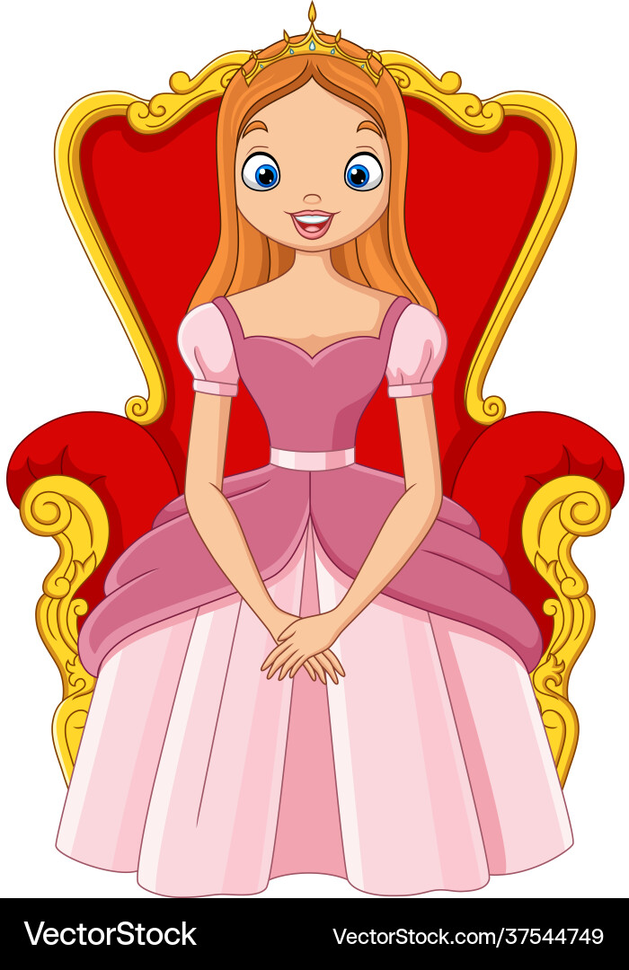 Cartoon beautiful princess sitting on throne Vector Image