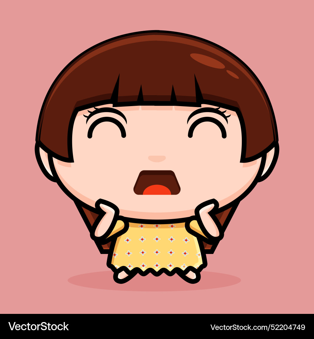 Girl character mascot with surprised expression Vector Image