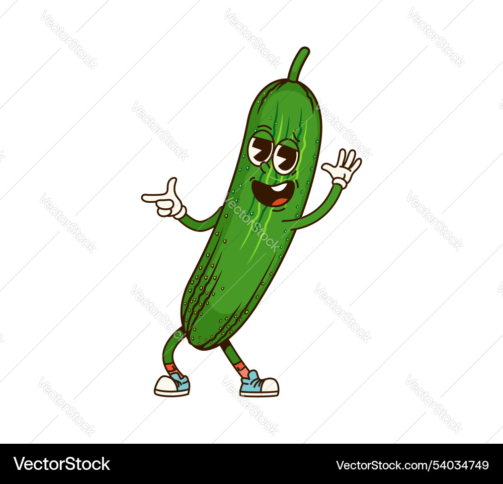 Groovy cucumber vegetable shows finger gun gesture