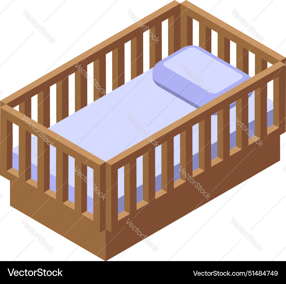 Isometric wooden baby crib Royalty Free Vector Image
