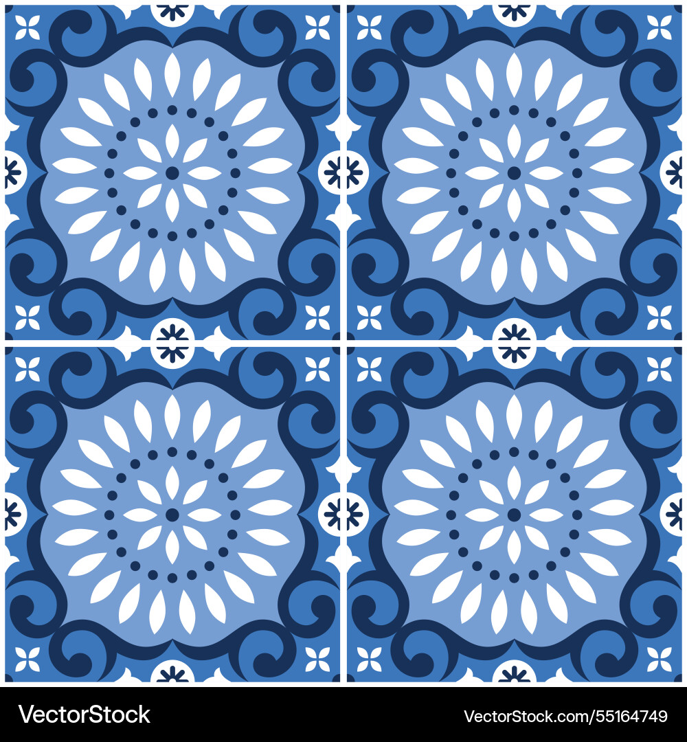 Portuguese Azulejo Tile Pattern Royalty Free Vector Image