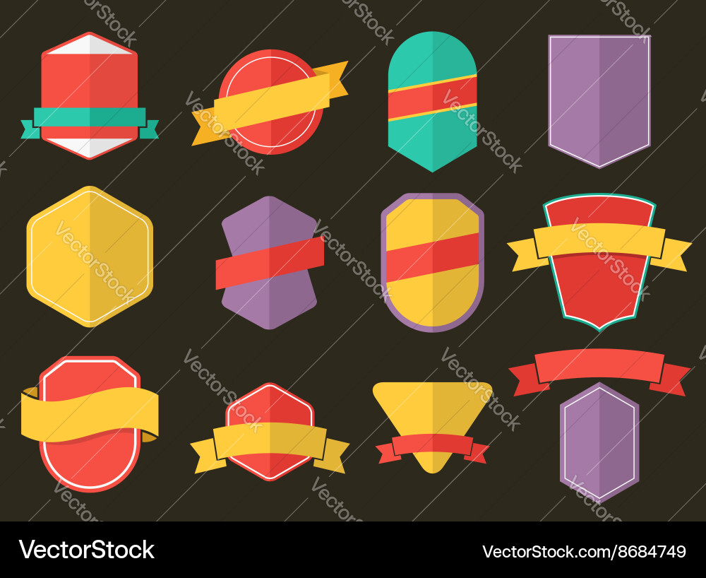 Set of the badges in flat style Royalty Free Vector Image