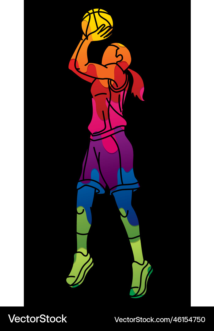 Basketball action female player Royalty Free Vector Image