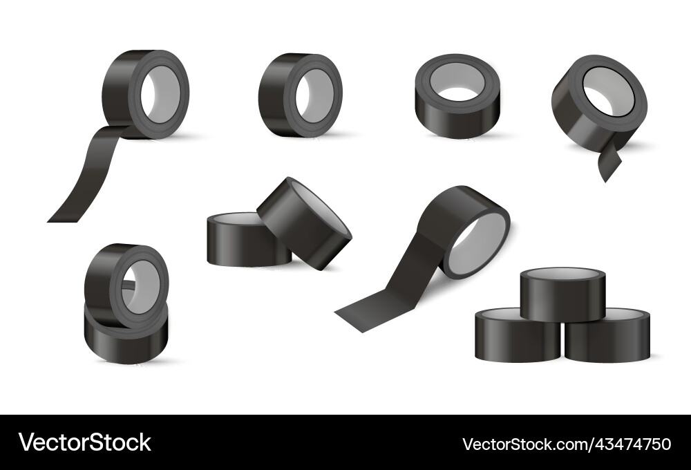 Black duct tape set Royalty Free Vector Image - VectorStock