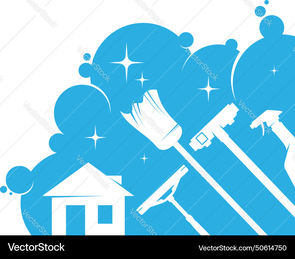 Blue water bubbles and tool design for cleaning Vector Image