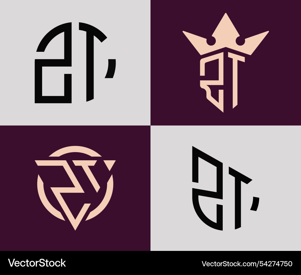 Creative simple initial letters zt logo designs Vector Image