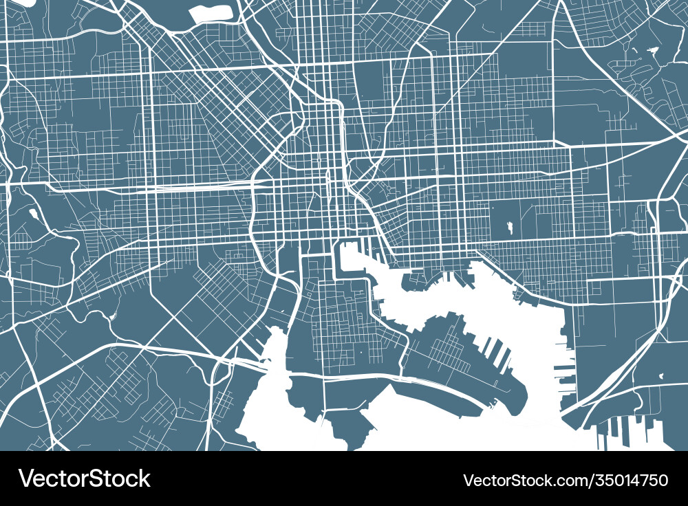 Detailed map baltimore city linear print Vector Image