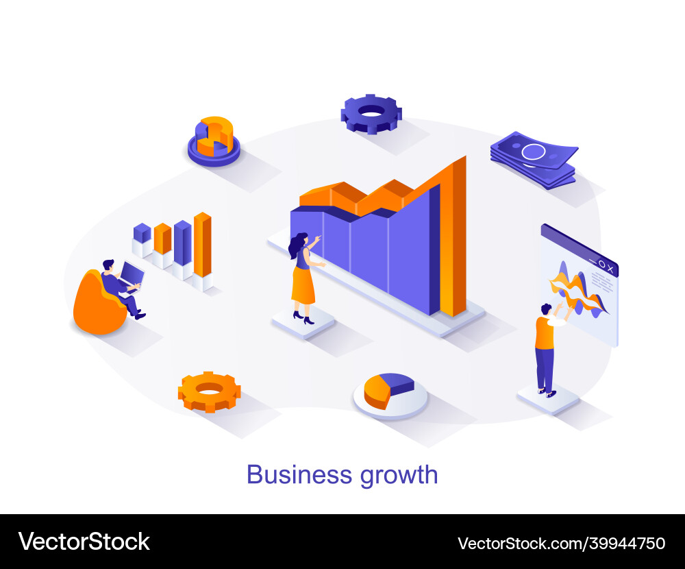 Isometric Business Growth Concept Royalty Free Vector Image