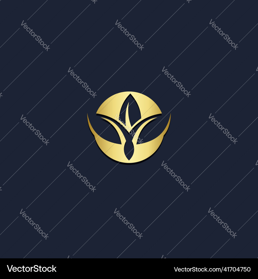 Leaf organic abstract gold logo Royalty Free Vector Image