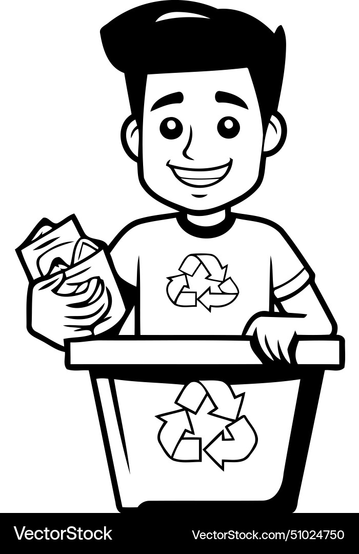 Man with recycle bin recycling concept Royalty Free Vector