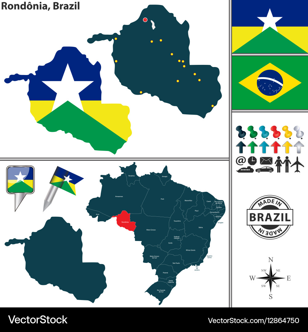 Map of rondonia Royalty Free Vector Image - VectorStock
