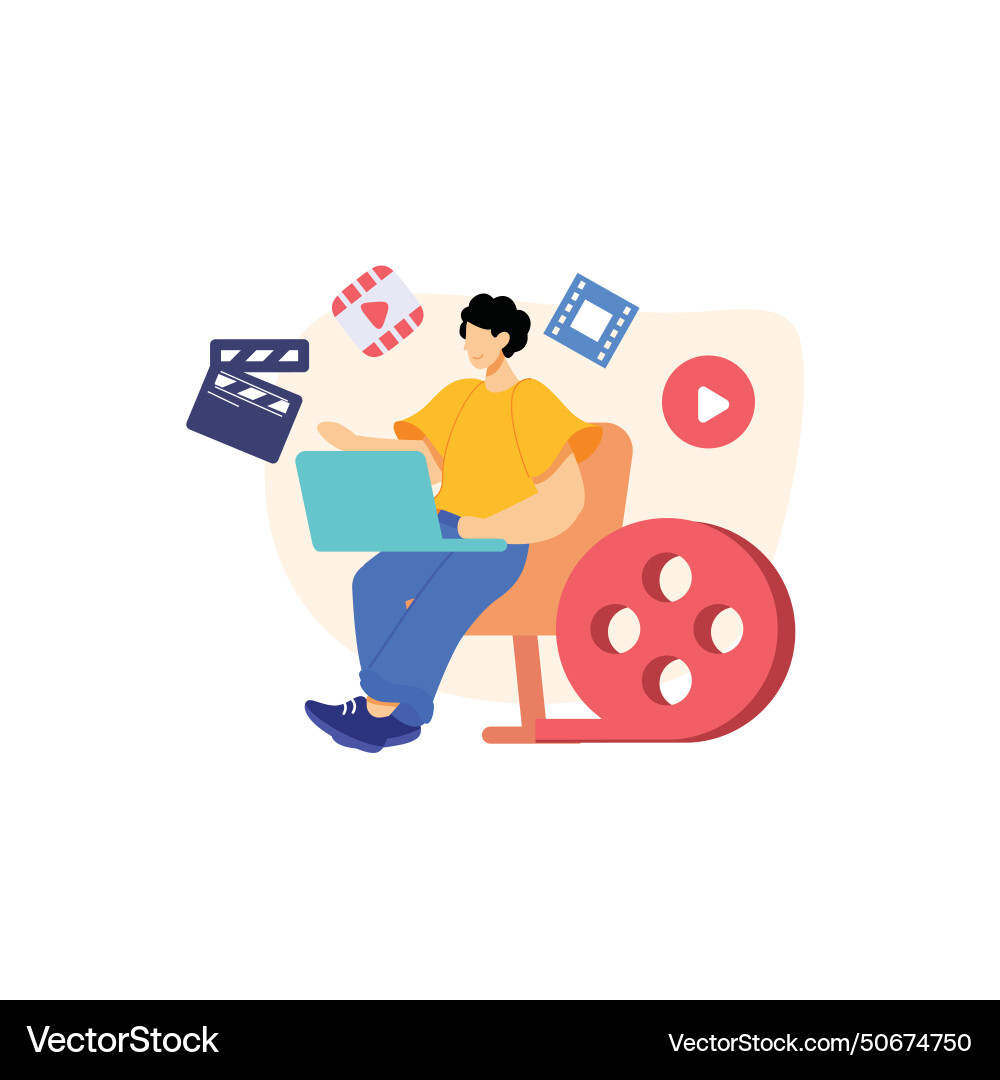 Motion designer creating video project Royalty Free Vector