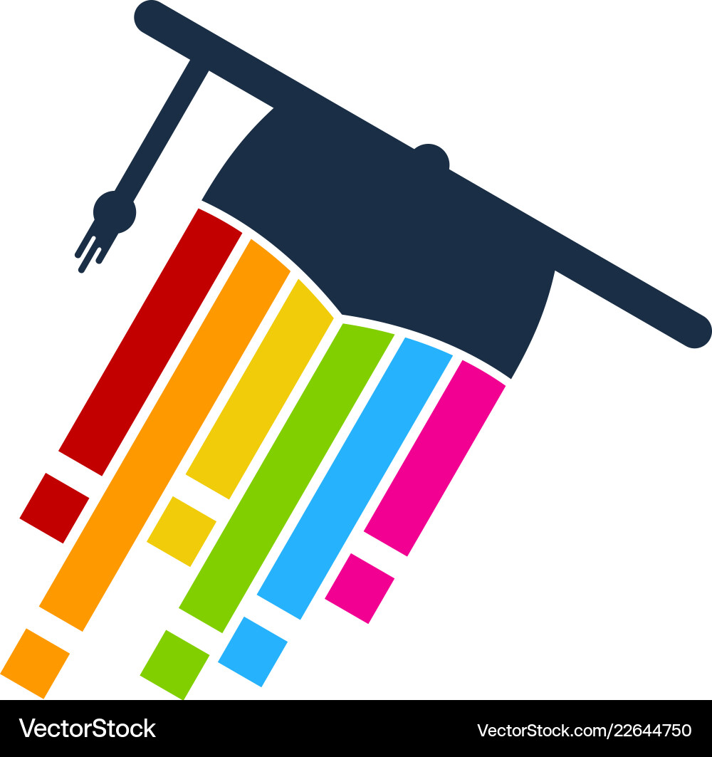 Pixel art education logo icon design Royalty Free Vector