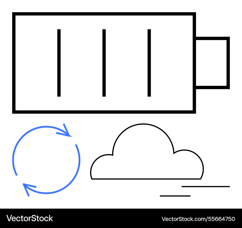 Renewable energy storage concept with battery Vector Image