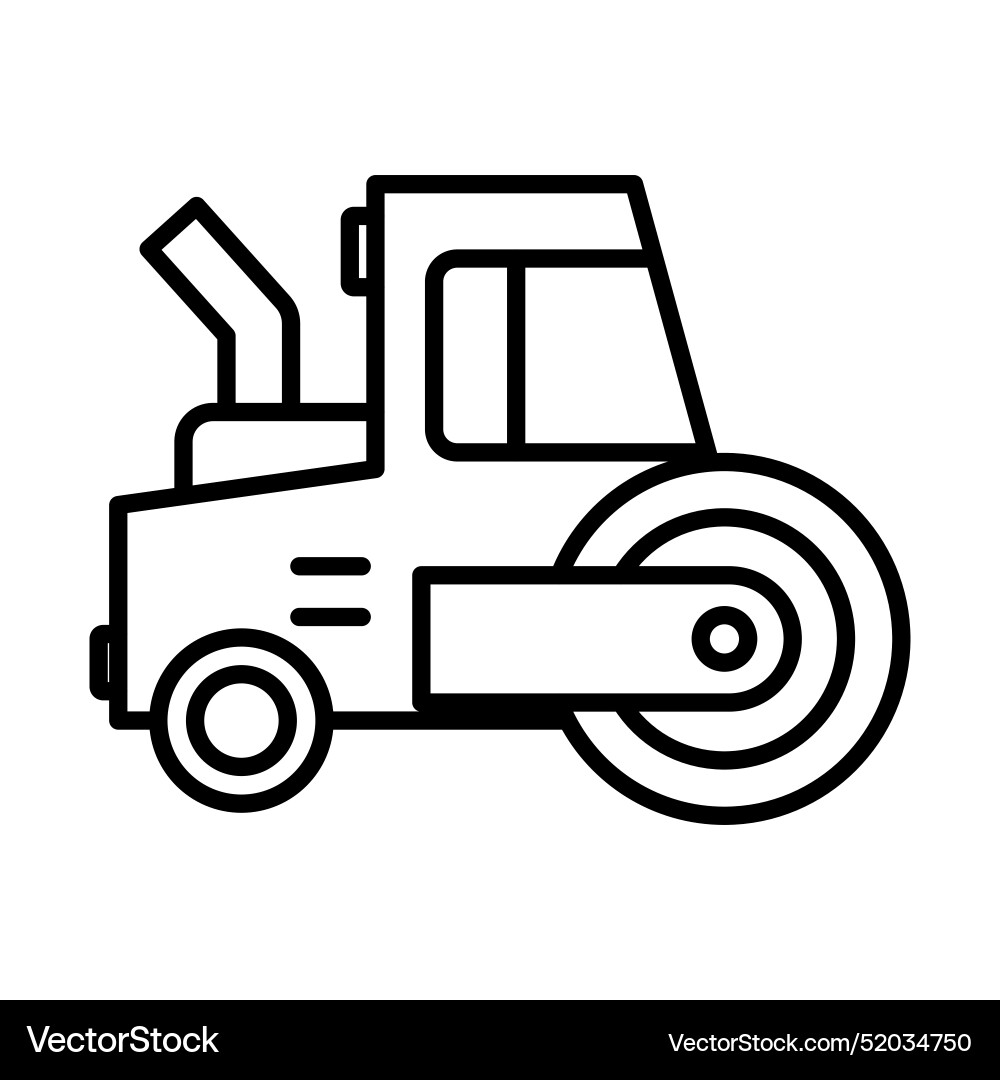 Road roller linear logo mark in black and white Vector Image