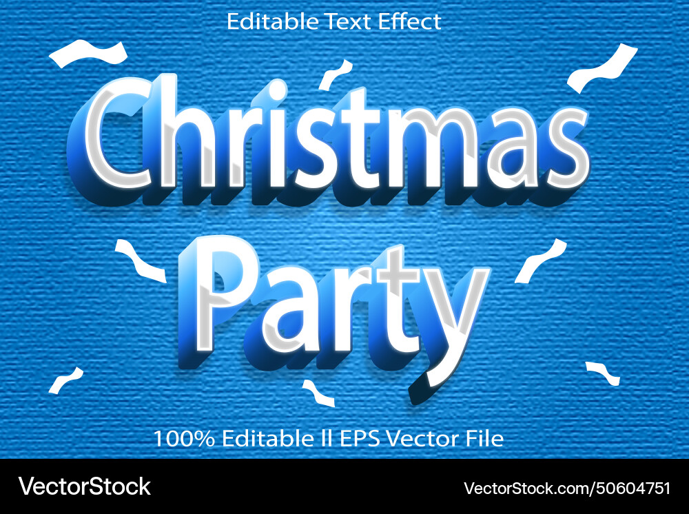 Christmas party editable text effect Royalty Free Vector