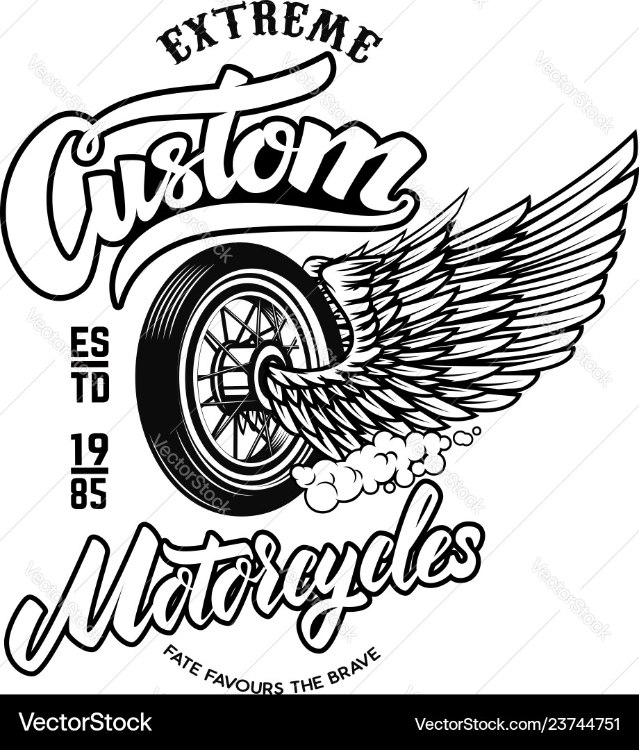 Custom motorcycles emblem template with winged Vector Image