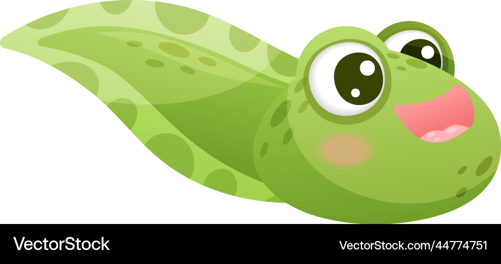 Cute green tadpole cartoon character Royalty Free Vector