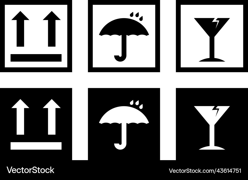 Fragile box cargo warning signs set in modern Vector Image